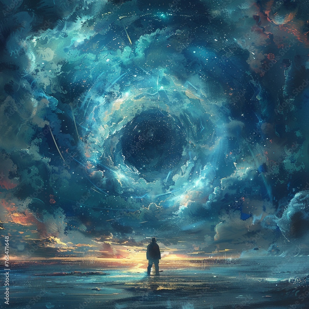 Ignite imagination with a mesmerizing rear view illustration, showing a ...