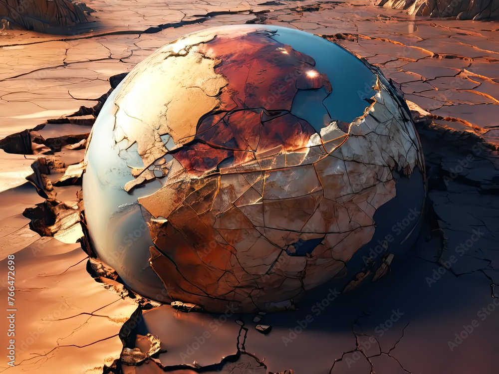 Cracked dry surface of the Earth turned into a desert. Global warming ...