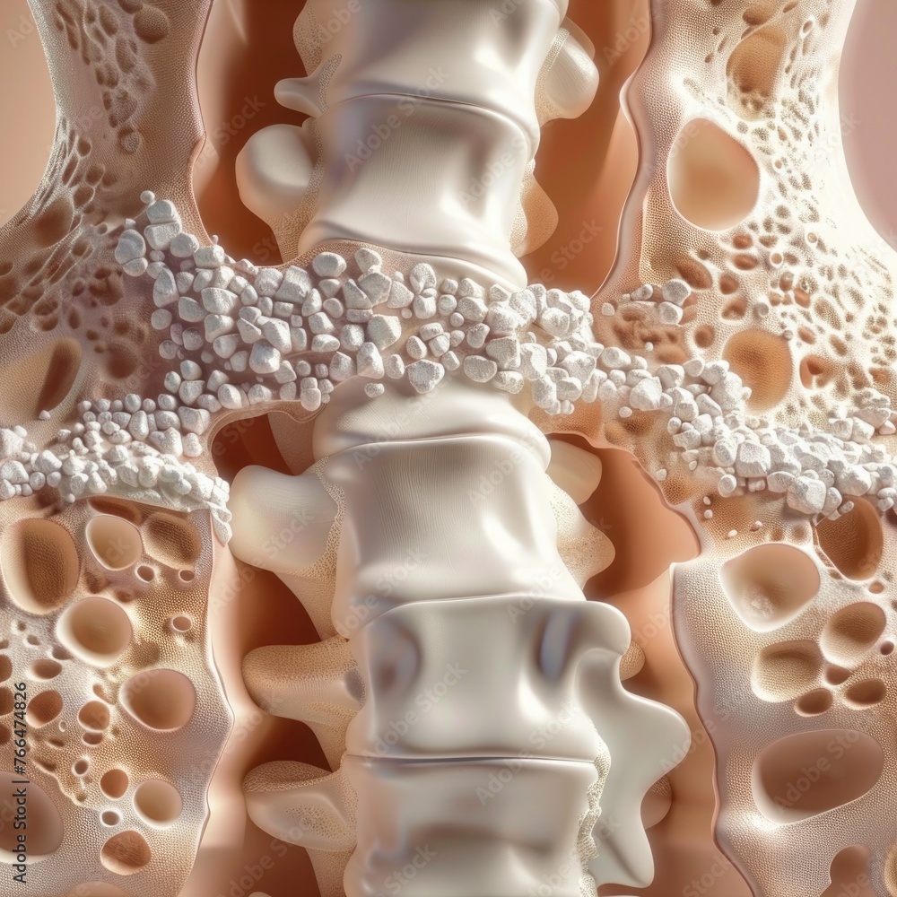 A 3D infographic illustrating the percentage increase in bone density ...