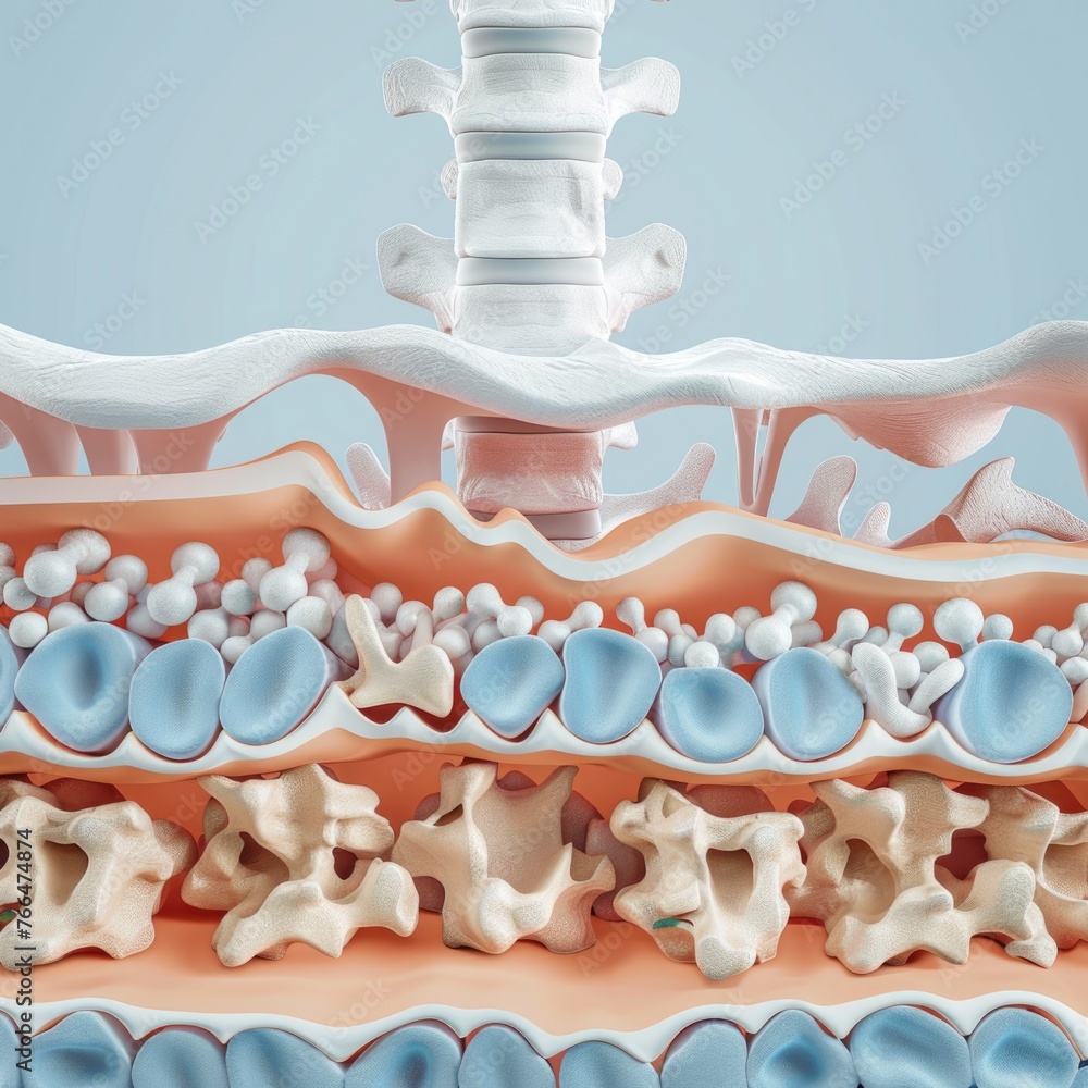 A 3D infographic illustrating the percentage increase in bone density ...