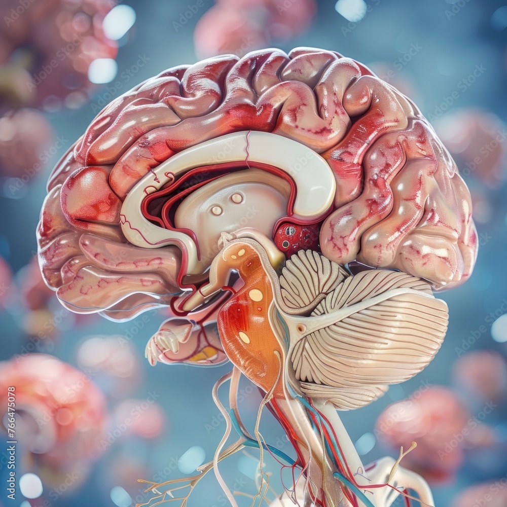 A 3D cutaway view of the brain demonstrating the internal impact of a ...