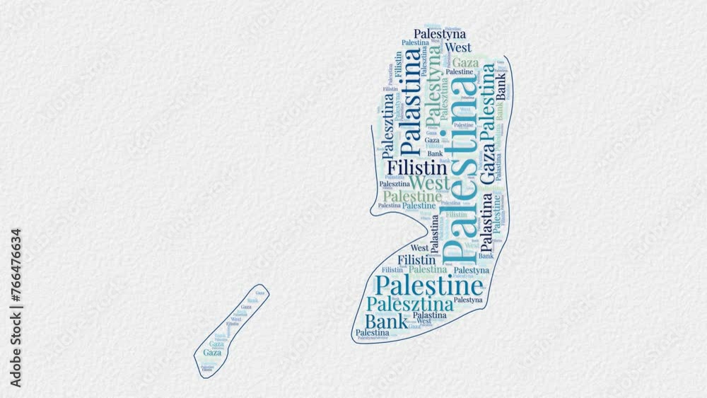 Palestine logo animation. Palestine boundary word cloud animation ...