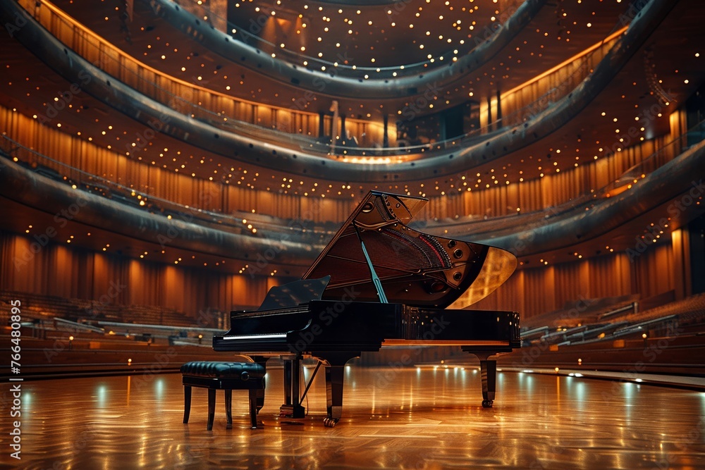 Lifelike grand piano in concert hall 3D render DSLR 8K acoustic ...