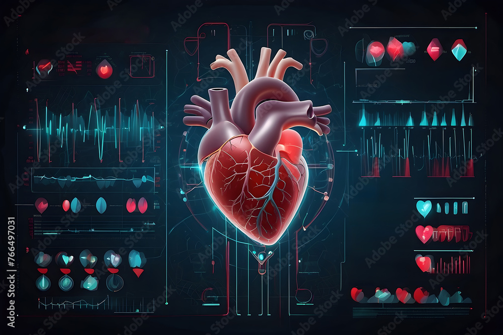 Futuristic medical research or heart cardiology health care with ...