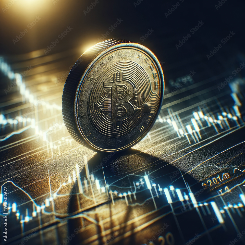 A coin with the letter B on it is on a table with a graph. The coin is ...