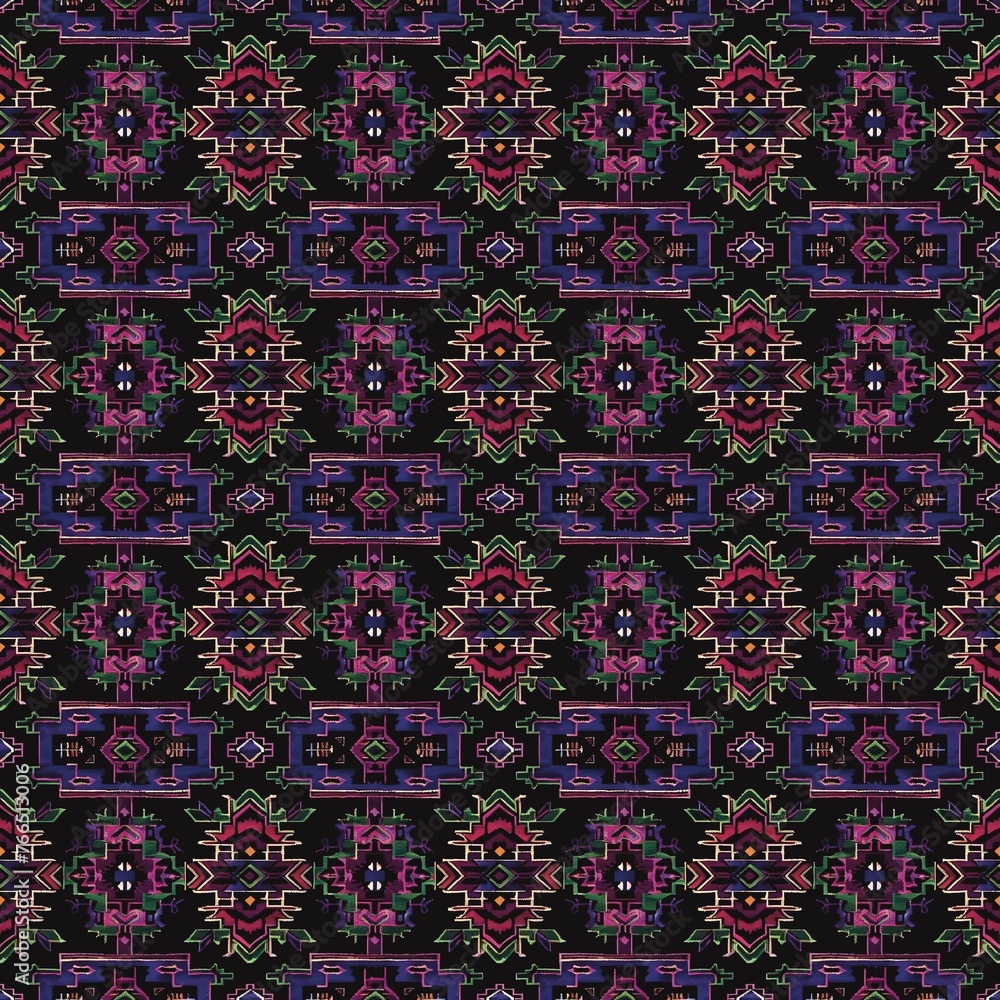Seamless fabric pattern inspired by Native Americans. Famous African ...
