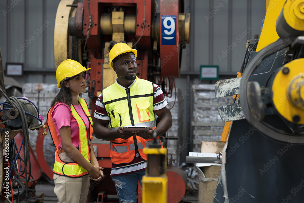 Manufacturing industrial concept. Male and female engineer workers ...