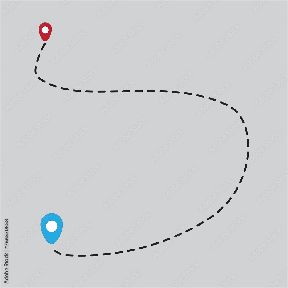 City map navigation route, color point markers design background ...