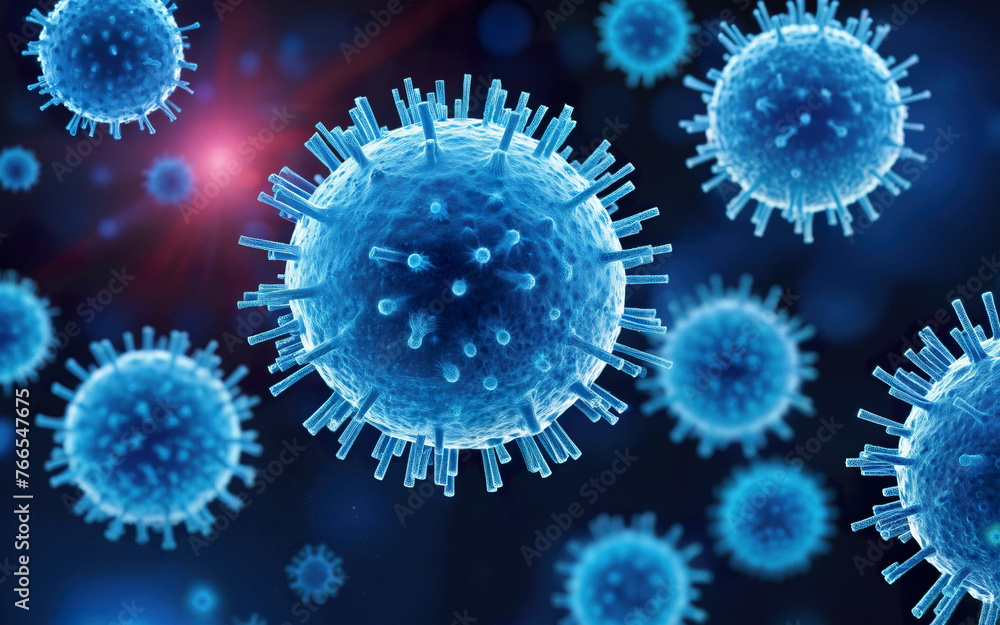 rotavirus, blue virus molecules, microscopic view, viral infection ...