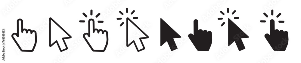 Computer mouse click cursor arrow icons set and loading icons. Cursor ...