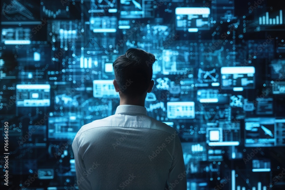 An image showing an IT consultant presenting a tag cloud about ...