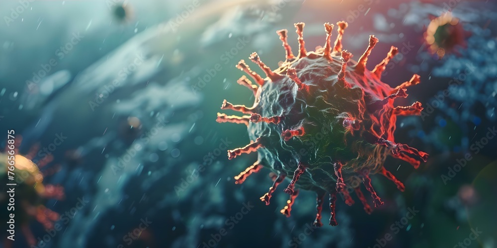 D Closeup Image of SARS Coronavirus Cell: Originating in Wuhan, China ...