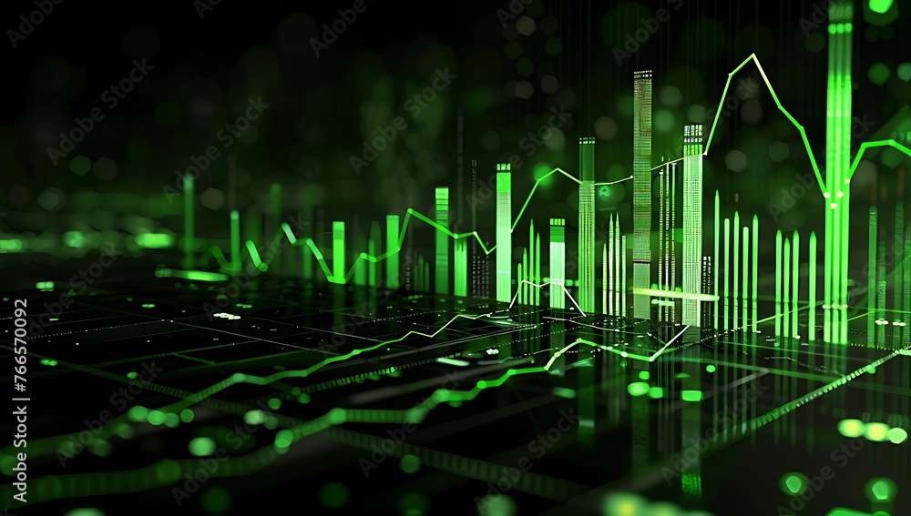 Business exponential stocks, shares and profits graph, increasing bar ...