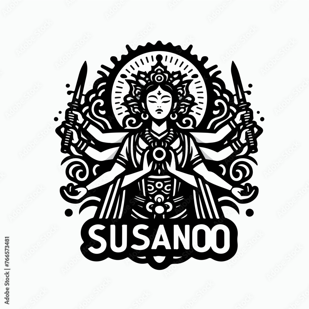 Japan mythology gods Amaterasu, Susanoo and Tsukuyomi Stock Vector ...