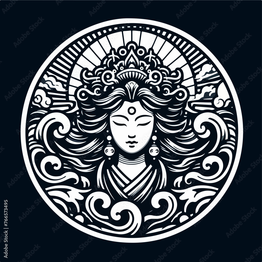 Japan mythology gods Amaterasu, Susanoo and Tsukuyomi Stock Vector ...