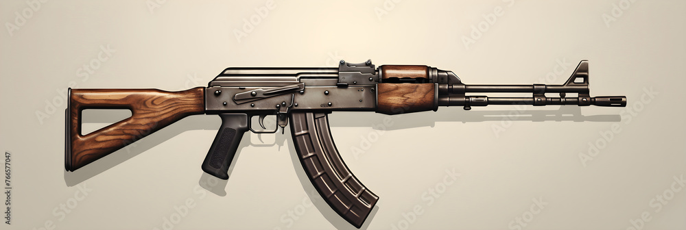 Detailed Isolated Display of the Iconic AK-47 Assault Rifle: A Symbol ...