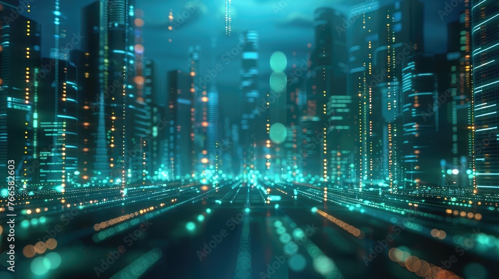 Abstract digital stock market background with bars and charts in hues ...