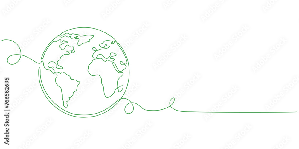 Earth line art style vector illustration, Earth day line art ...