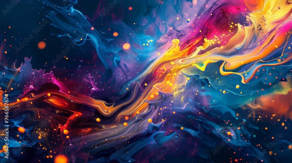 Abstract liquid paint art with colorful swirls and vibrant patterns ...