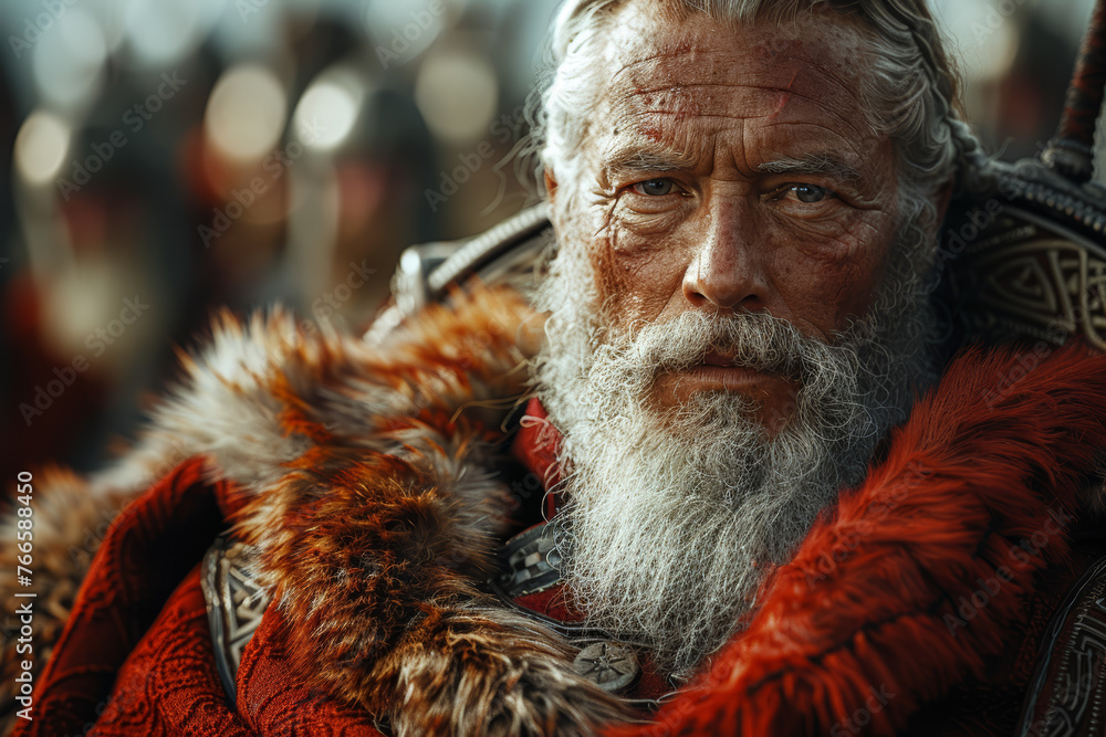 Majestic Odin, the one-eyed Allfather of Norse mythology, sits upon his ...