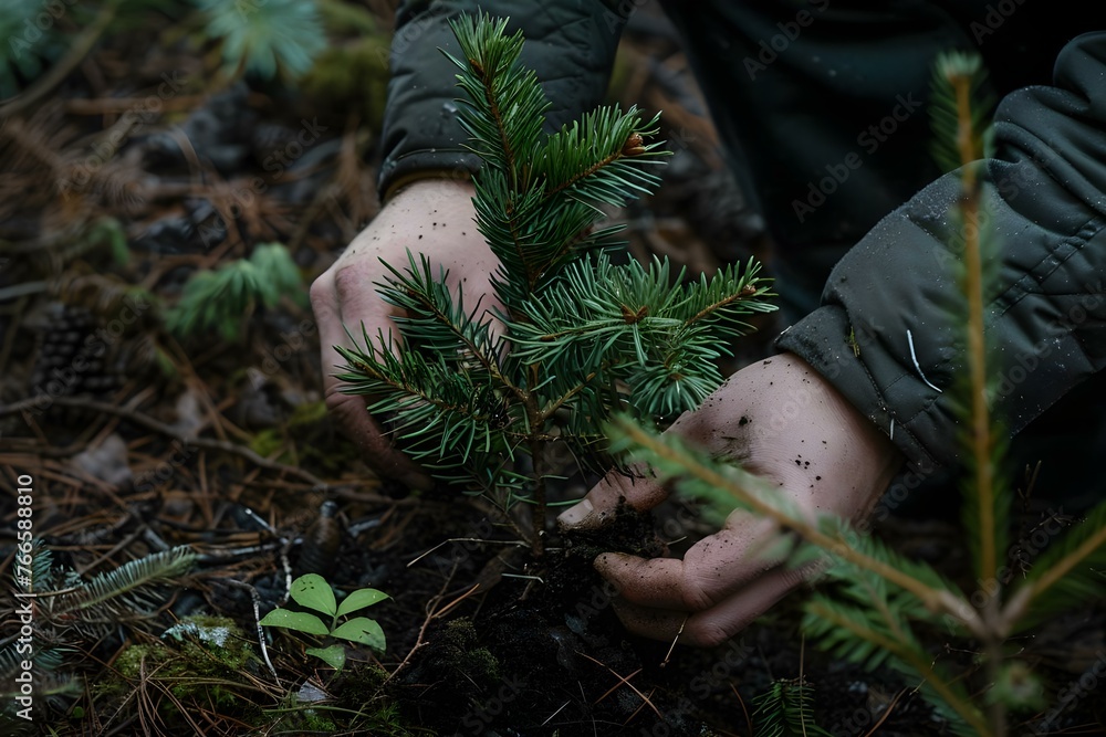 Reforestation and Environmental Rehabilitation: Planting a Pine Tree in ...
