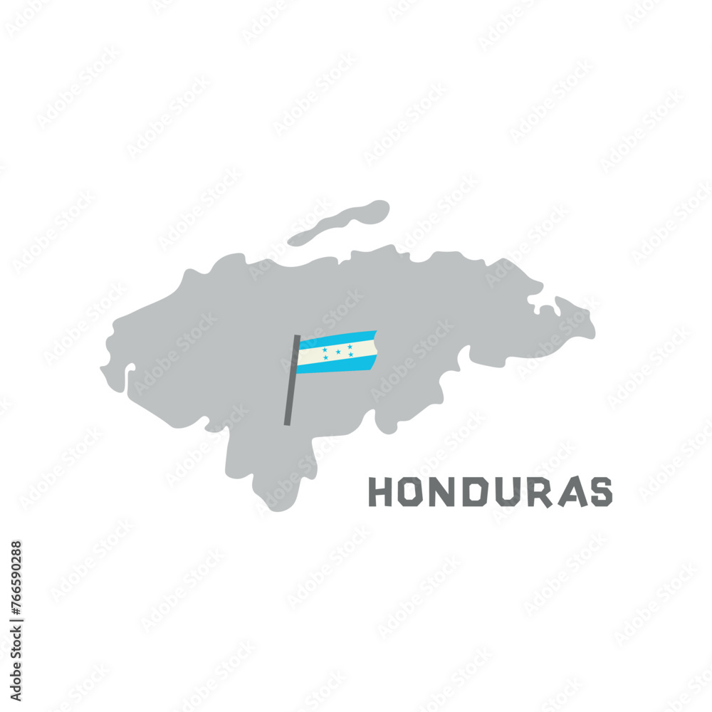 Honduras vector map with the flag inside. Map of the Honduras with the ...