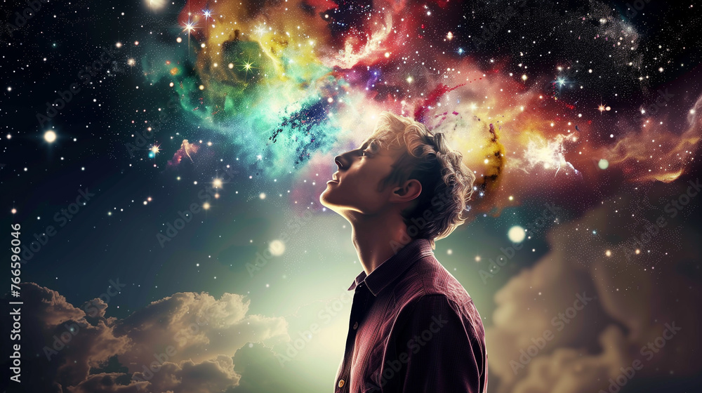 Production of dopamine, a person experiences hormones of happiness and ...