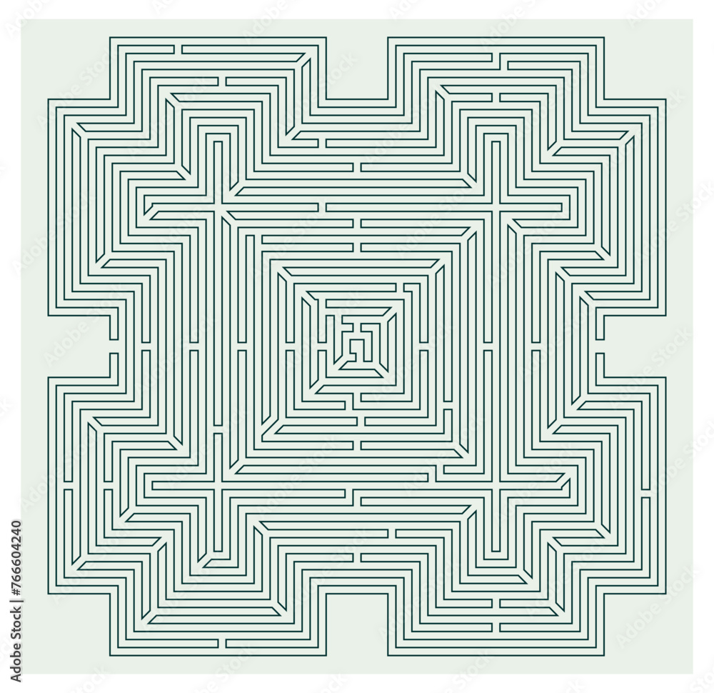 Fun Labyrinth (maze) game square shape. Vector graphic drawing of ...