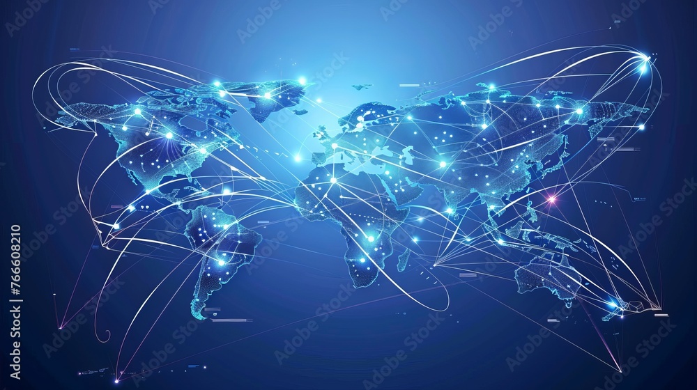 Airline route map with international destinations Stock Illustration ...