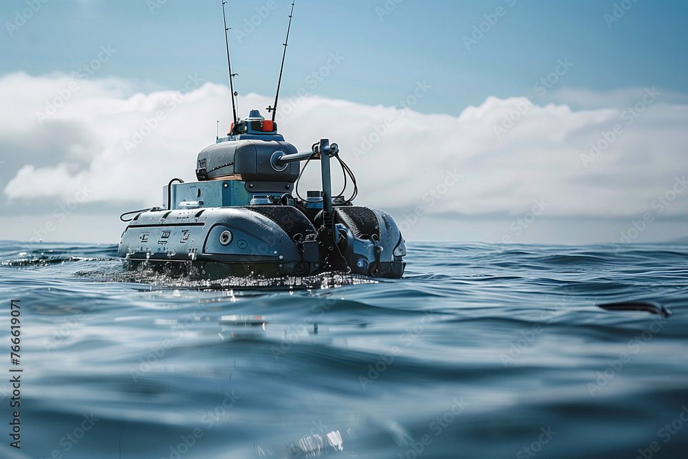Ocean Survey Robot on Water Surface, Robotic Maritime Exploration Stock ...