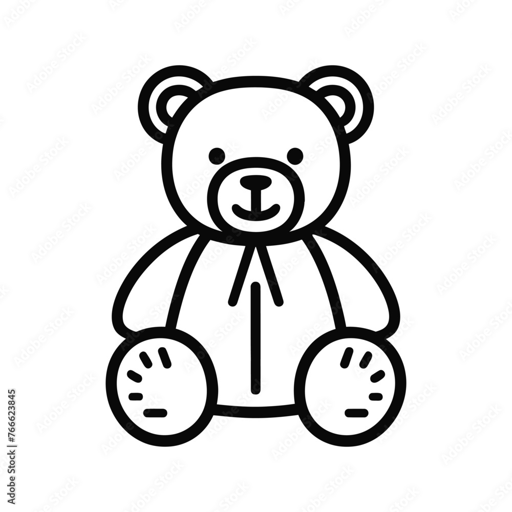Teddy bear plush toy line art vector icon for apps and websites Stock ...