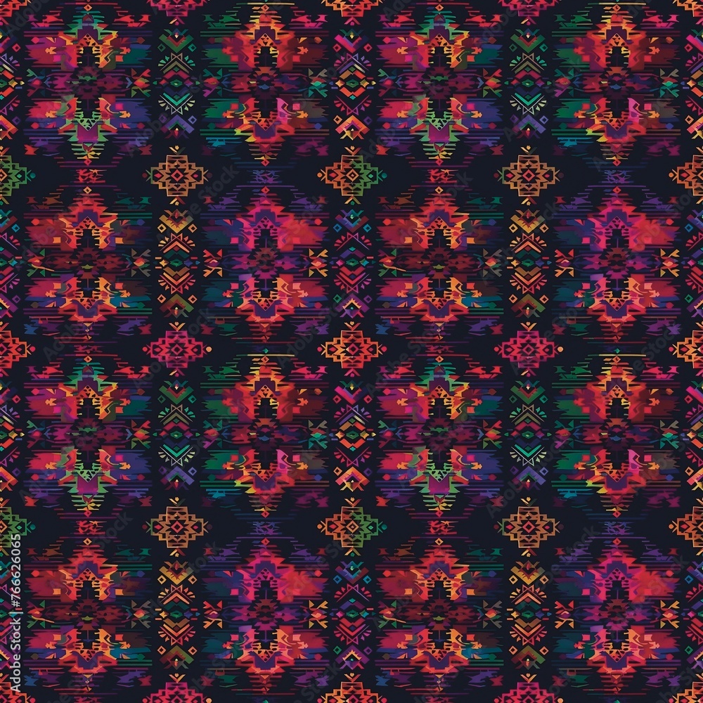 Seamless fabric pattern inspired by Native Americans. Famous African ...