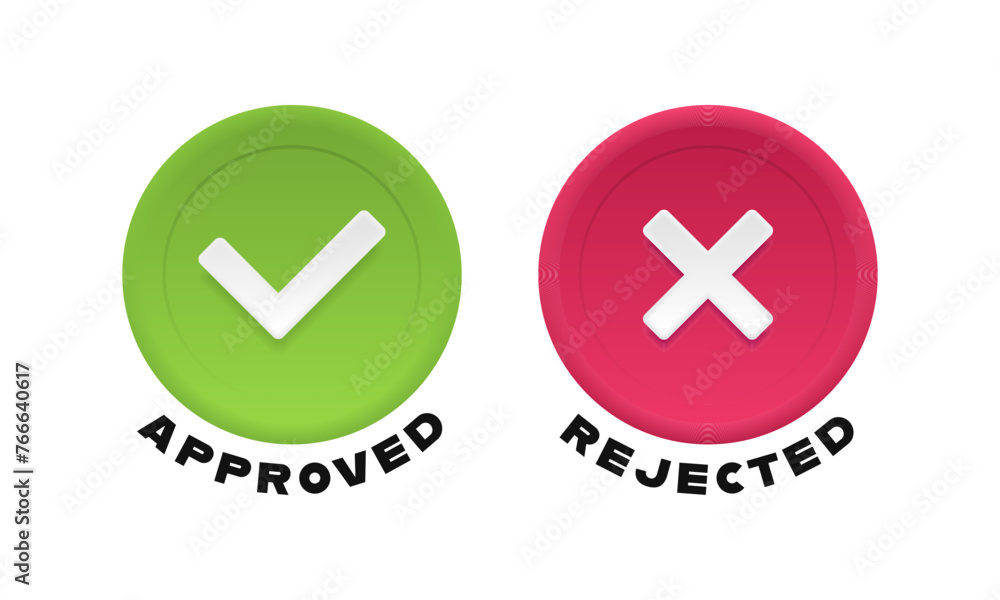 Check mark and cross mark 3d label. Yes or No, Dos or Donts, Approved ...