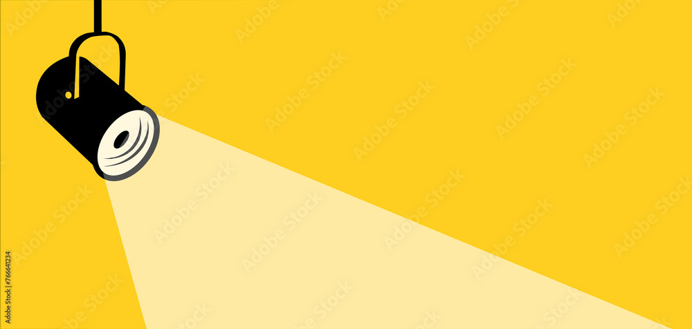 hanging spotlight casting a beam of light - vector illustration, vector ...