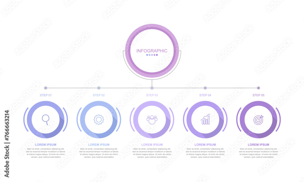 infographic elements template, business concept with 5 steps, workflow ...