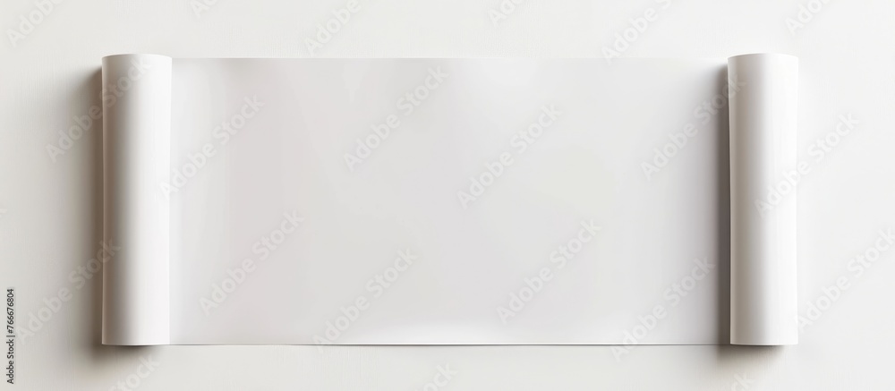 Blank, white mock-up of an expanded newspaper front page on a white ...