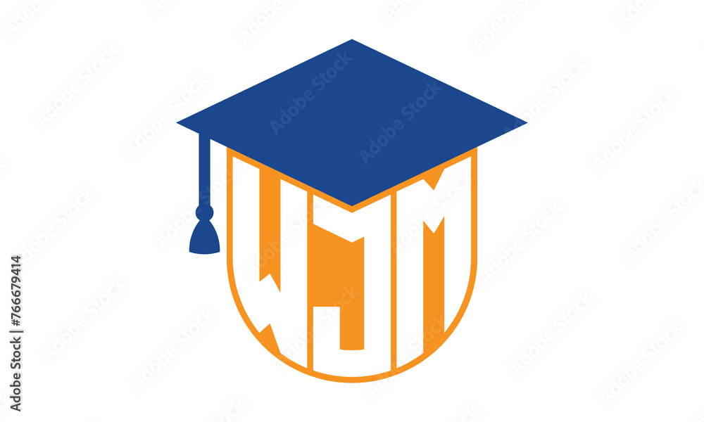 WJM initial letter academic logo design vector template. school college ...