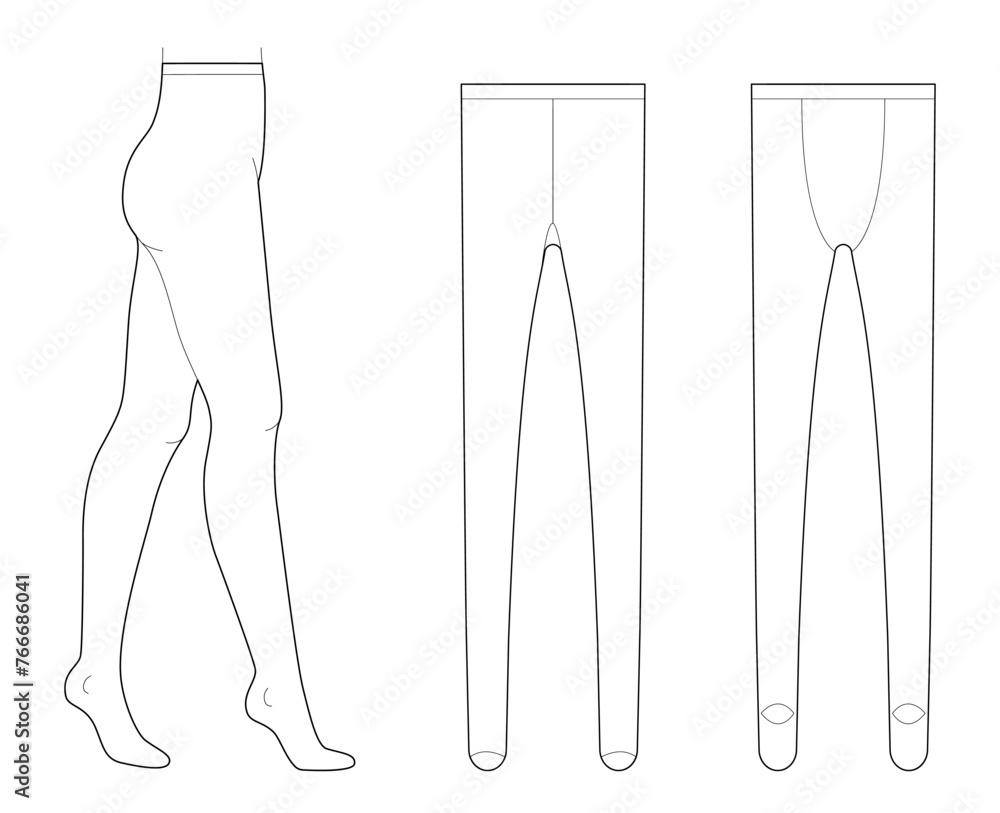 Set of Tights Pantyhose on legs, normal waist, high rise, full length ...