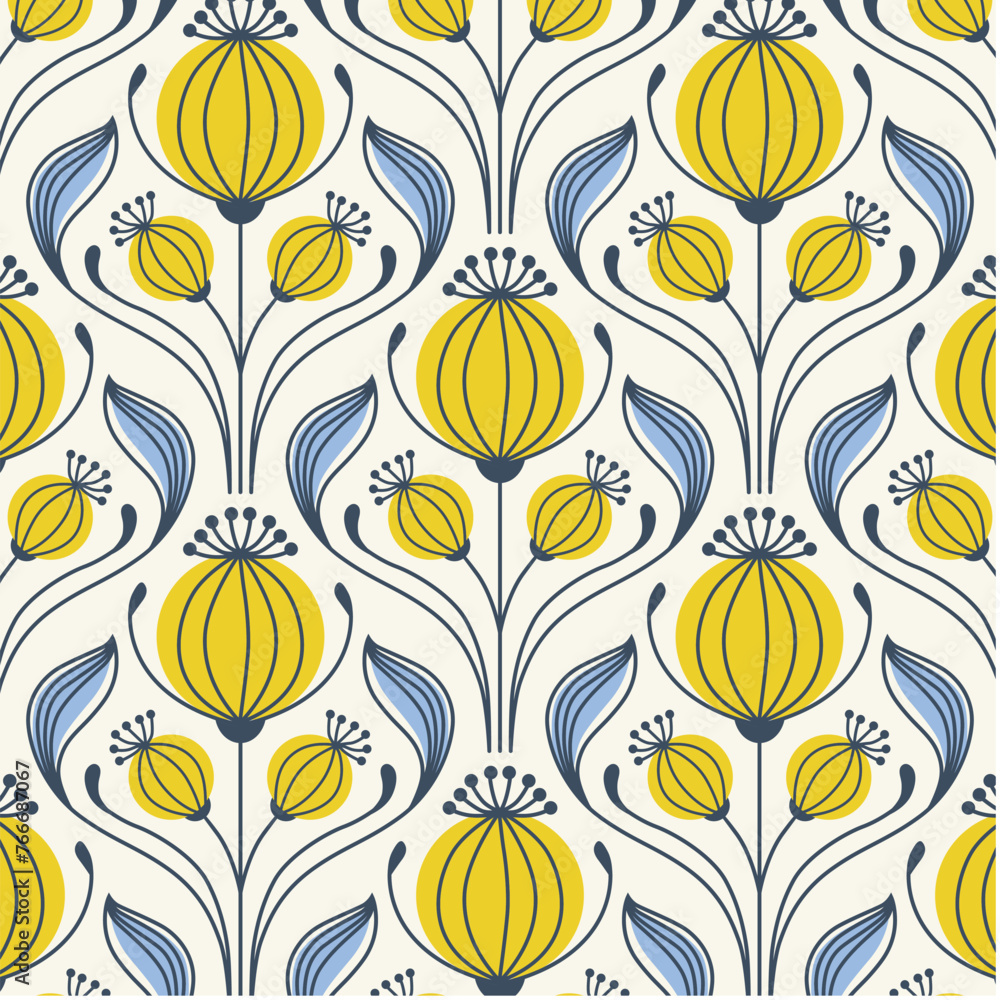 Poppy Seed Heads Designs in Fabric, Wallpaper and Textures Stock Vector ...