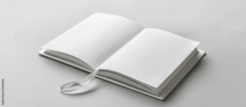 Design idea: Overhead perspective of a white notebook with an elastic ...
