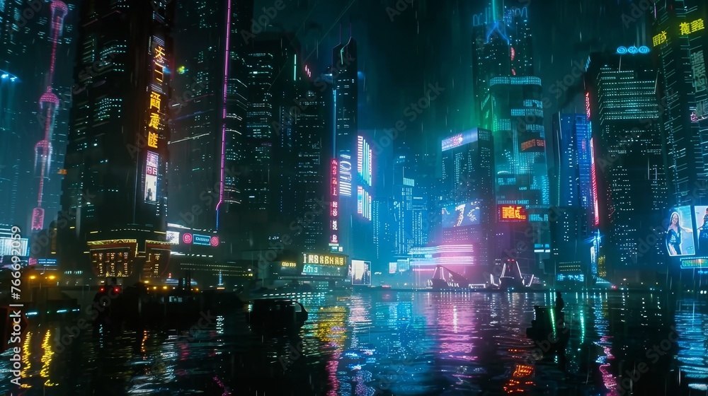 Cyberpunk Cityscape Cinematic shots of a futuristic city skyline ...