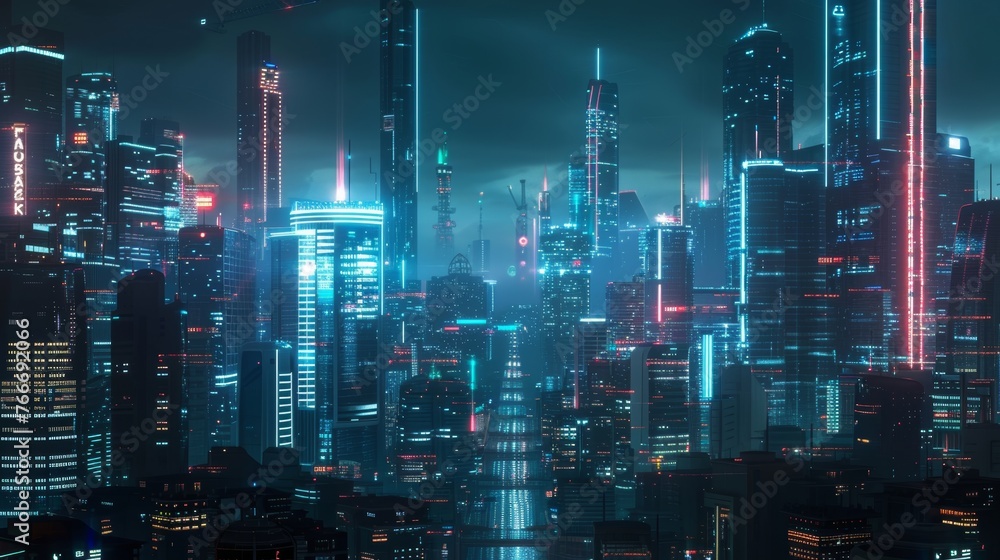 Cyberpunk Cityscape Cinematic shots of a futuristic city skyline ...