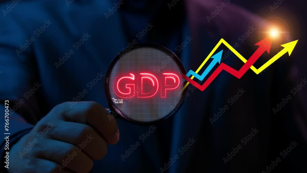 GDP Growth concept. domestic financial growth charts, global economy, national budgets, GDP ...