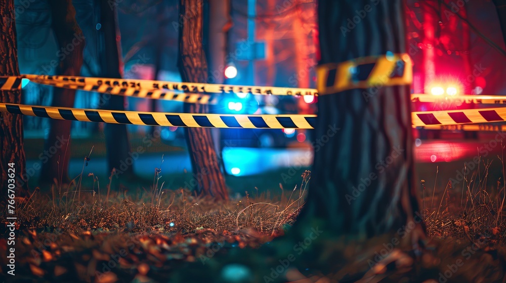Crime scene in public park with police investigation wallpaper ...