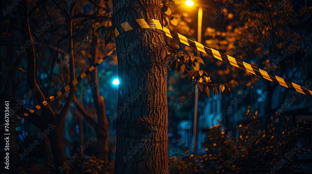 Crime scene in public park with police investigation wallpaper ...