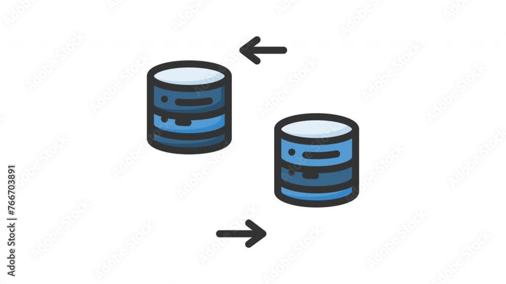 Animated server data with arrow and computer server illustration. Ideal ...