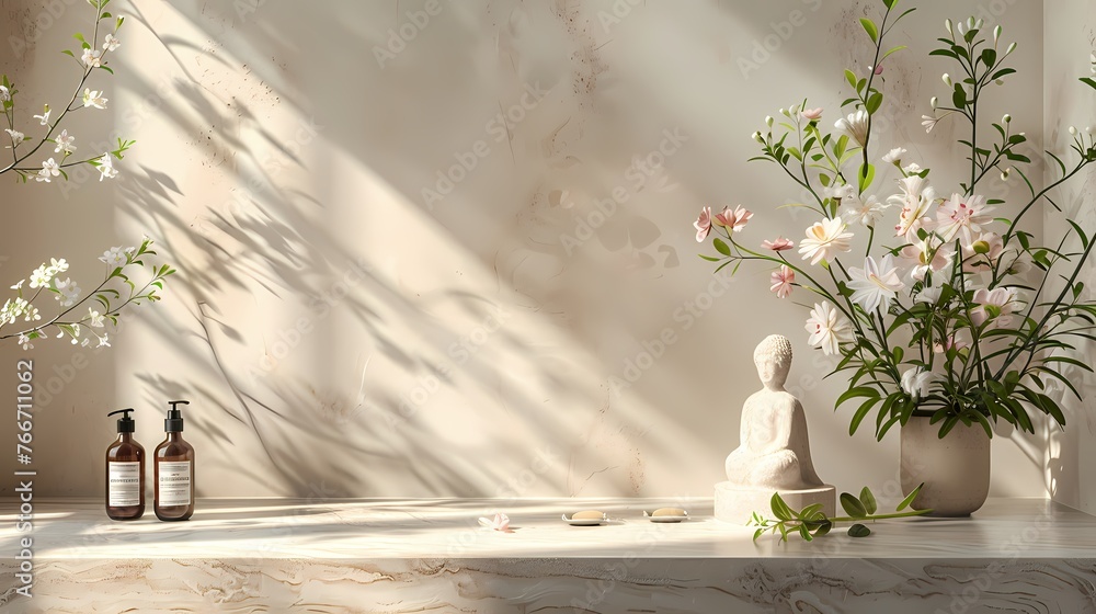 spring inspired product mockup backdrop, with soft textured base ...