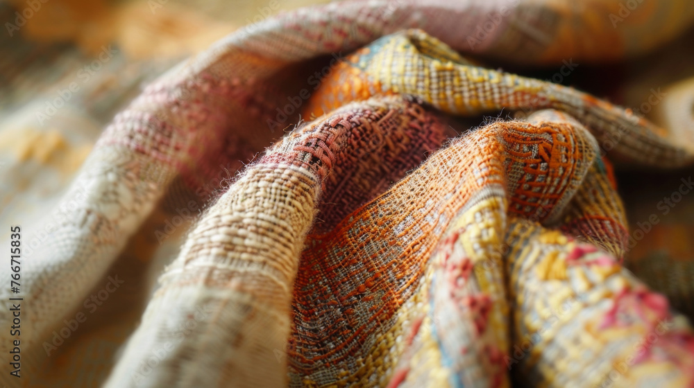 A closeup of a traditional textile being dyed using natural dyes ...