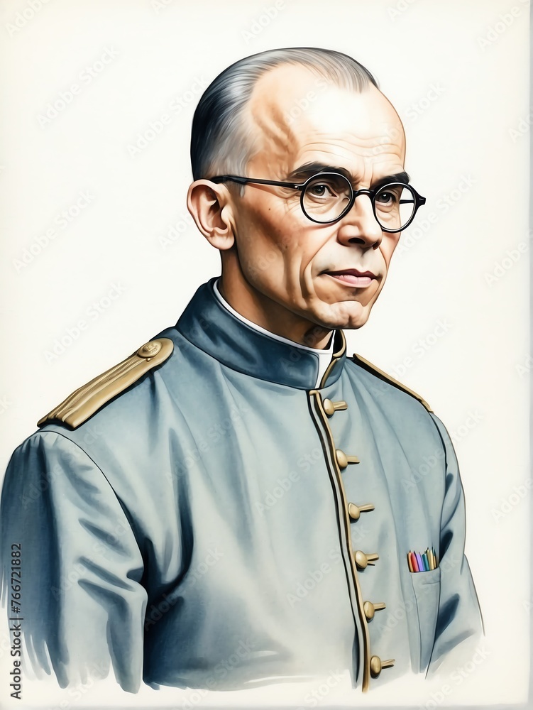 Portrait painting of Saint Maximilian kolbe illustration art plain white background from ...