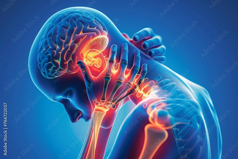 Digitally Rendered Medical Illustration of Human Pain Receptors In ...